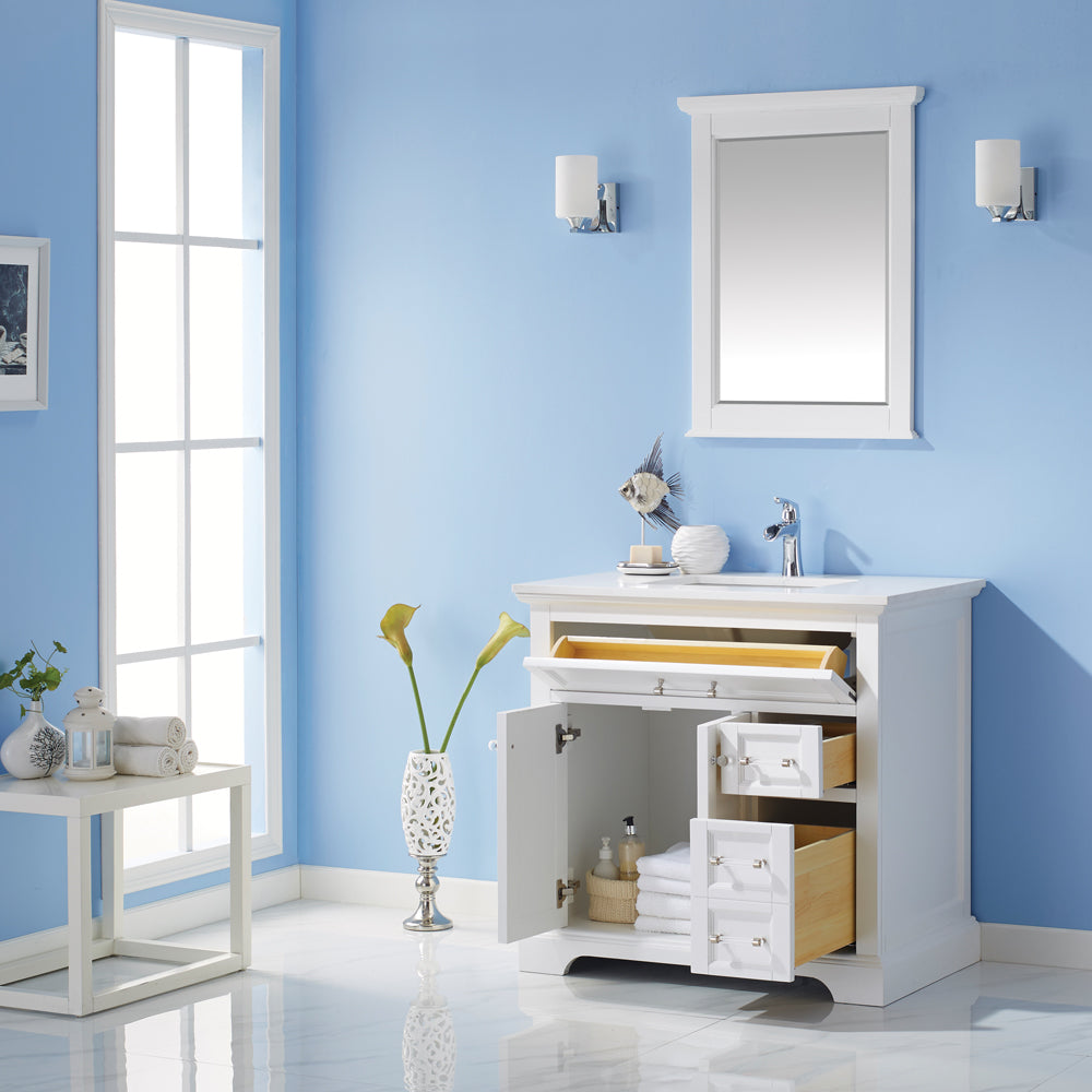 Vinnova Lorna 36" Single Vanity in White and Composite Carrara White S