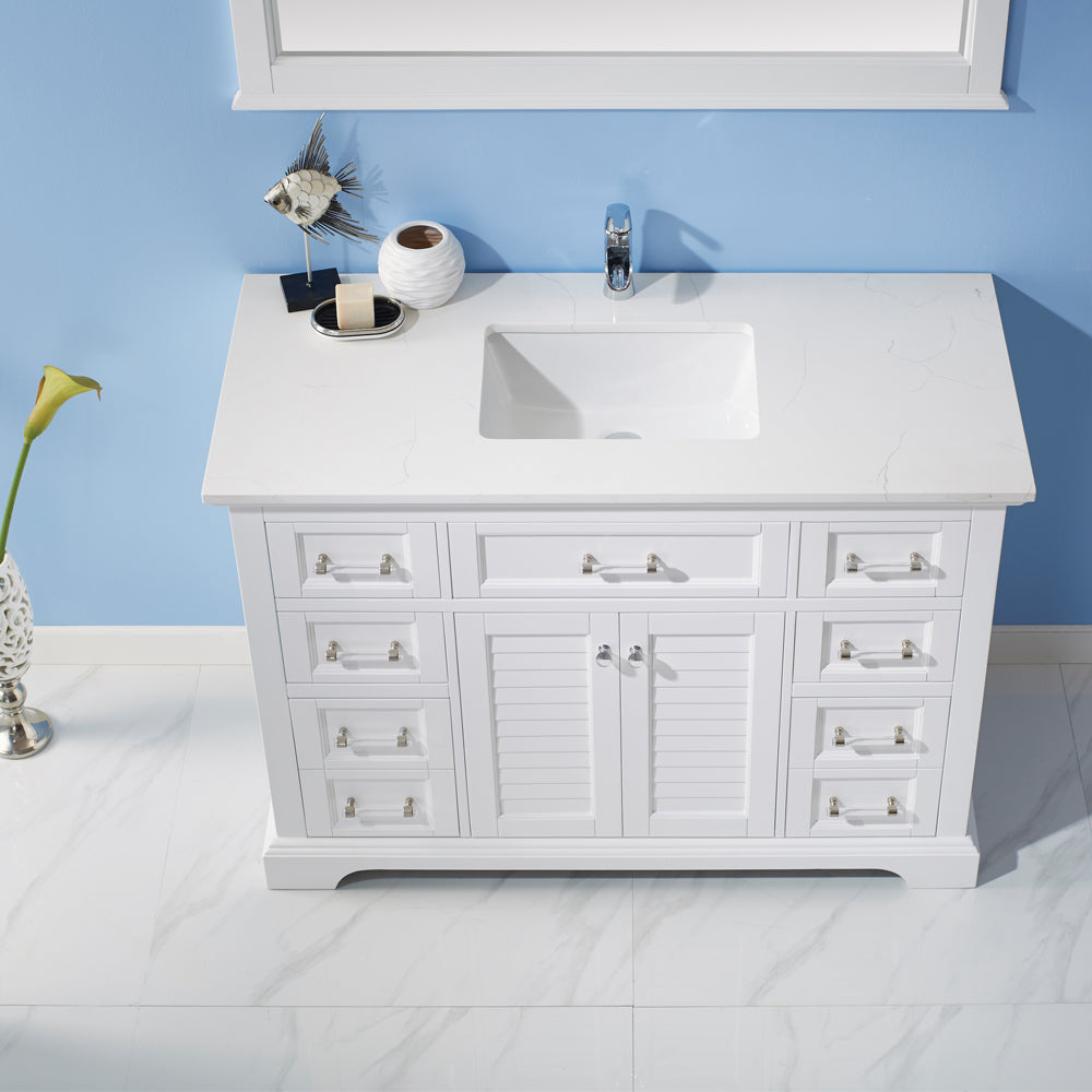 Vinnova Lorna 48" Single Vanity in White and Composite Carrara White S