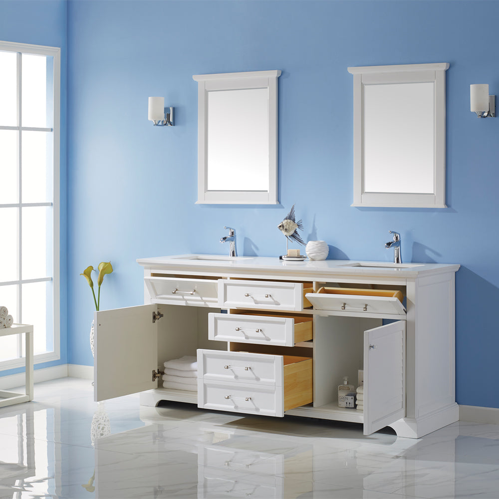 Vinnova Lorna 72" Double Vanity in Finnish Green and Composite Carrara